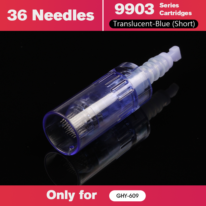 36 Needles from 9903 Series,Cartridges 9903 Series(Translucent-Blue-Short)